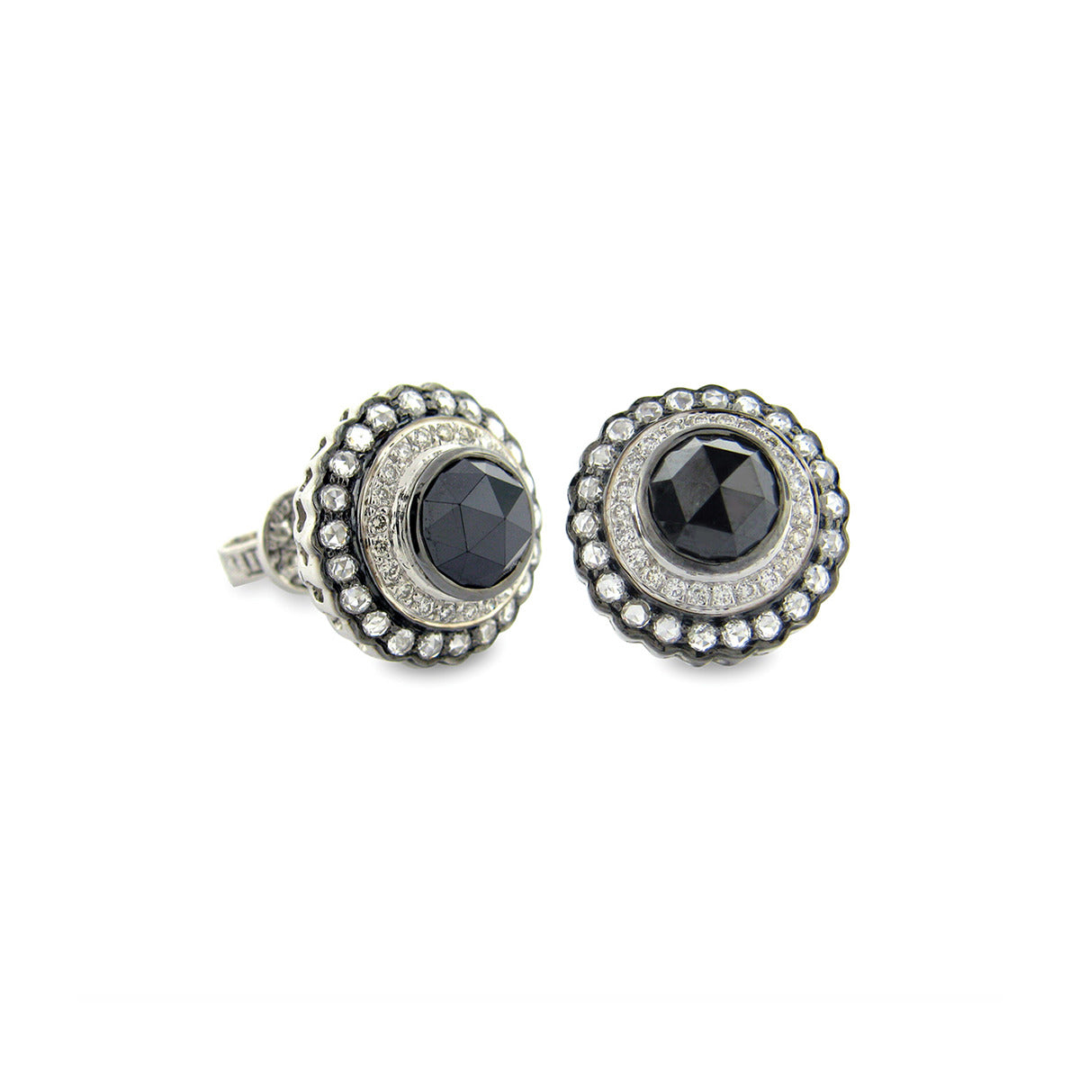 Black diamond halo earrings store