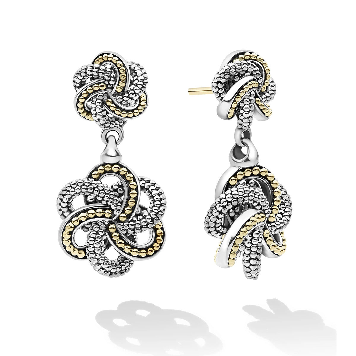 Two Tone Love Knot Drop Earrings