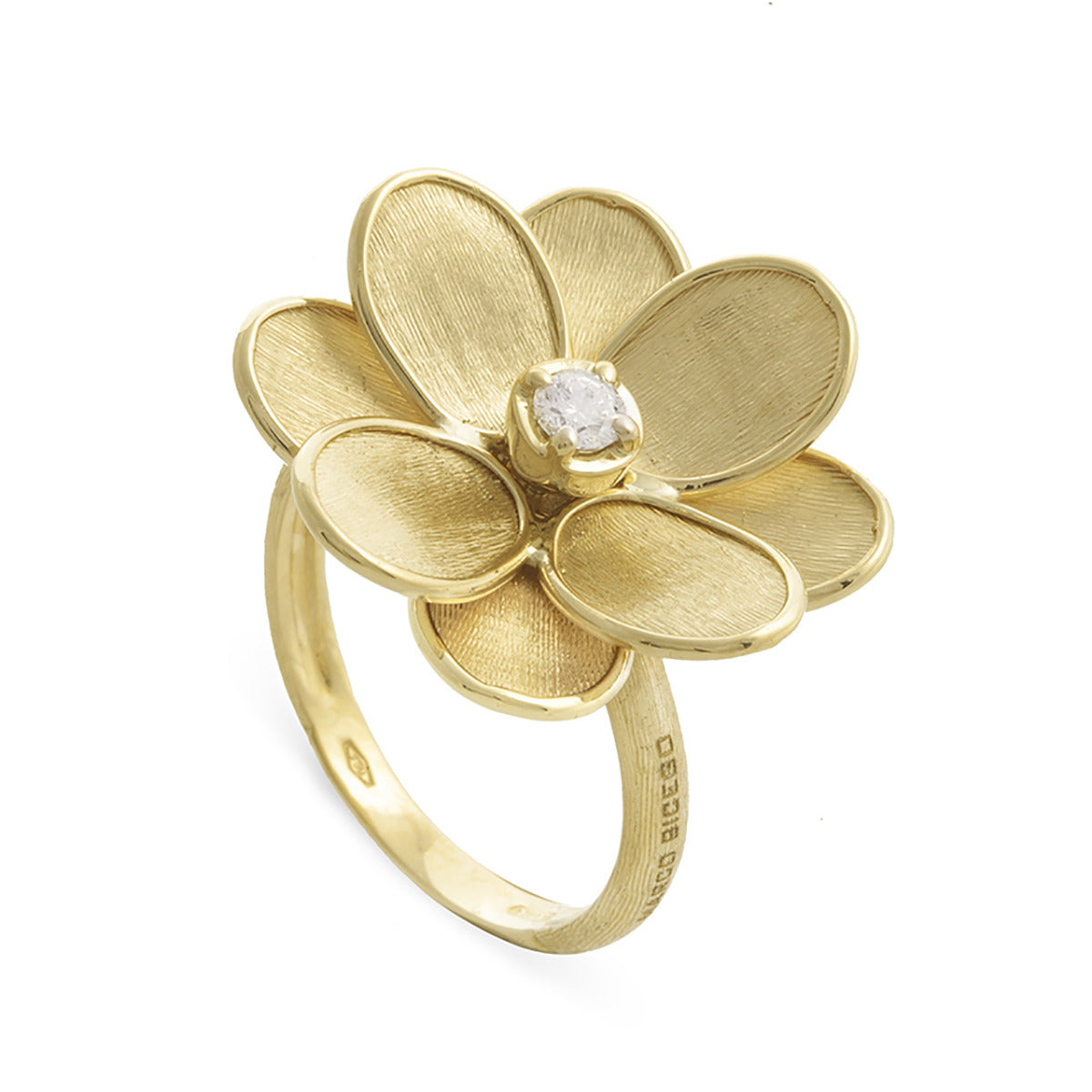 18K Yellow Gold and Diamond Small Flower Ring | Schwarzschild Jewelers