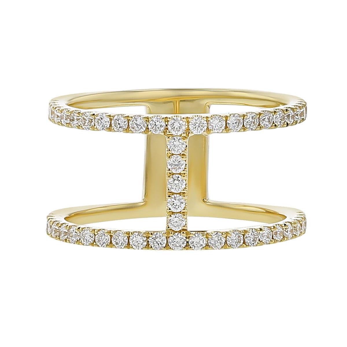 18K Yellow Gold Diamond Paris 2-Row Ring | Schwarzschild Jewelers