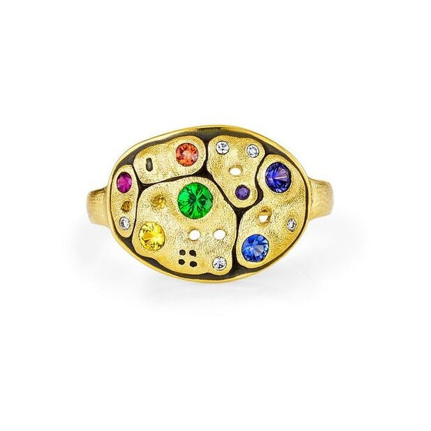Gold Savory Dome Color Gemstones Ring | Schwarzschild Jewelers