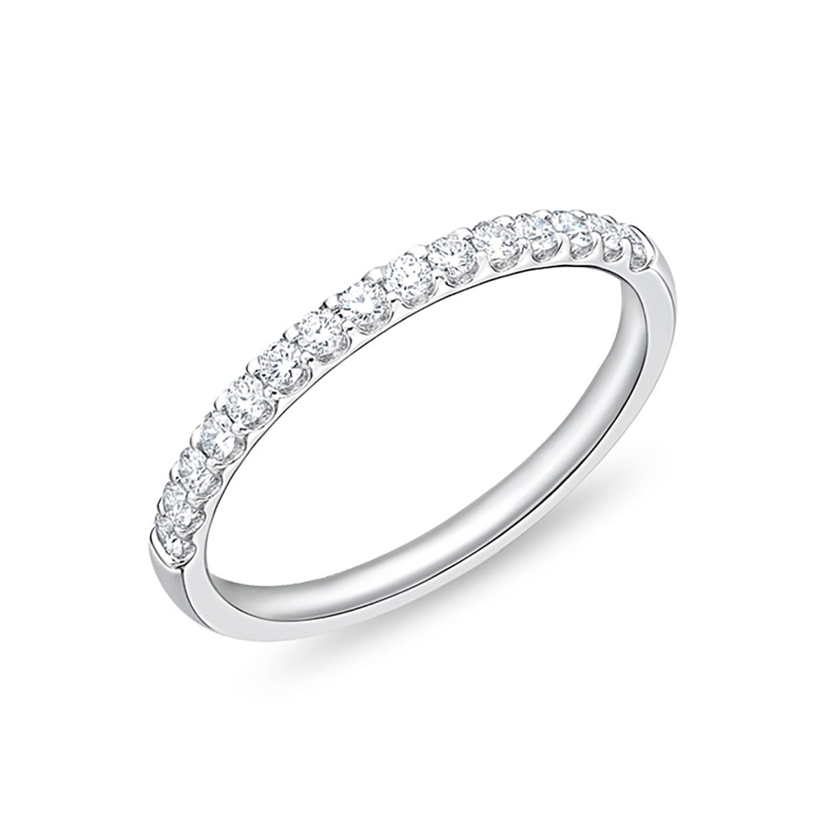 Odessa Half Round Diamond Wedding Band in Platinum, Size 6.5